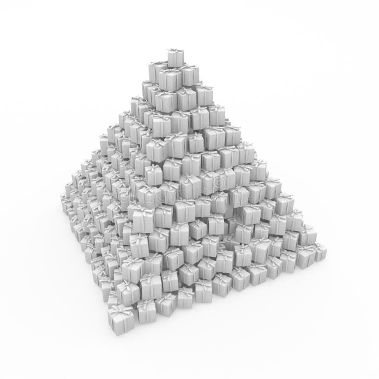 Wrapped Gift Pyramid, White Stock Illustration - Illustration of ...