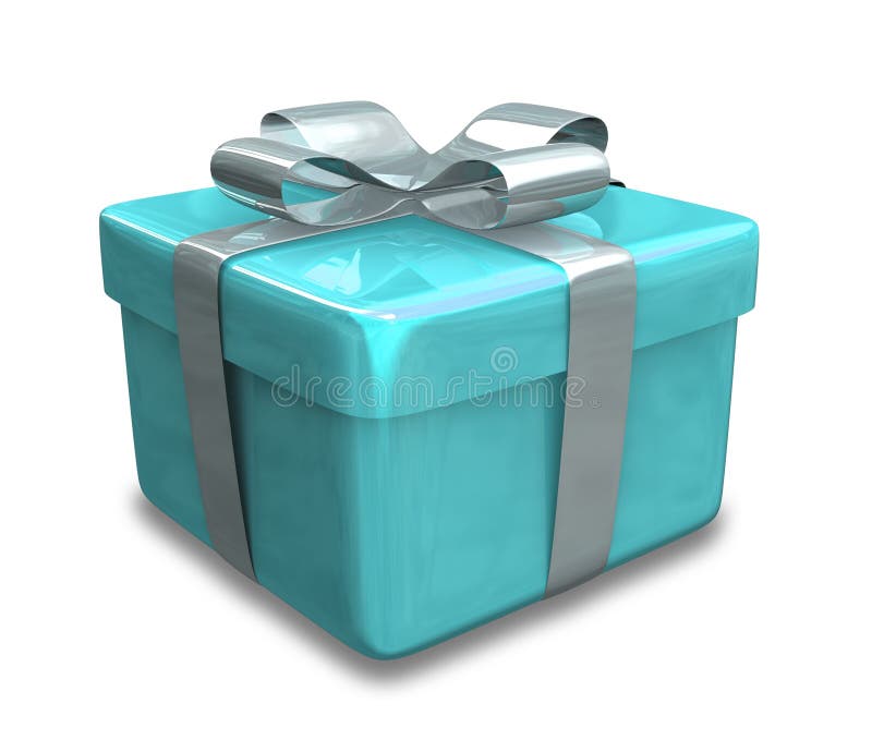 Wrapped light blue gift 3D stock illustration. Illustration of reflect ...