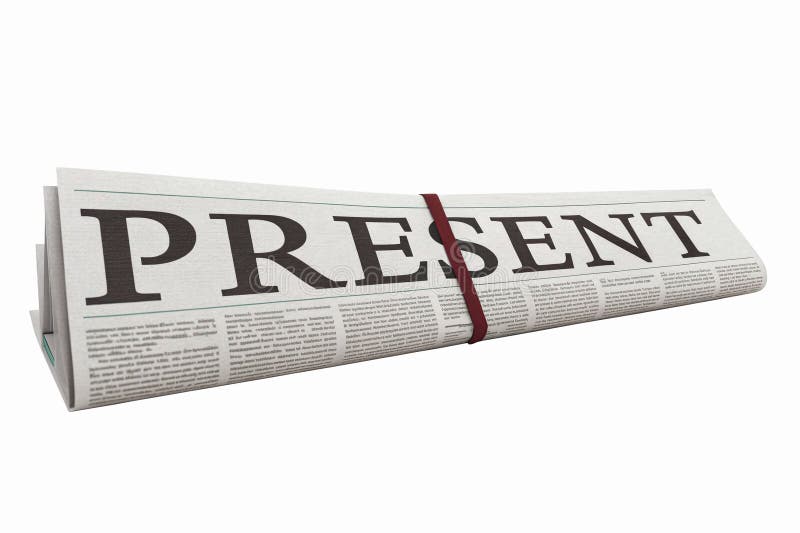 Wrapped Newspaper with Present Text on a Transparent Background for ...