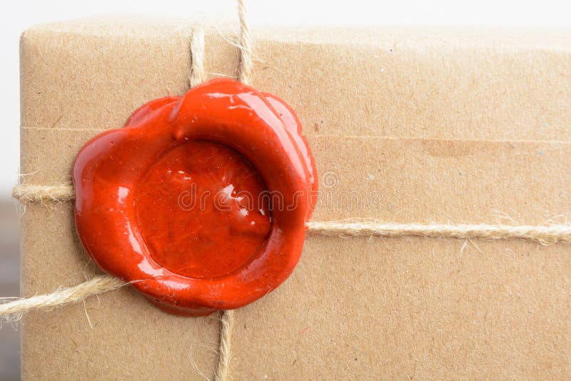 Wrapped Package in Craft Paper with Rope and Sealing Wax Stock Image ...