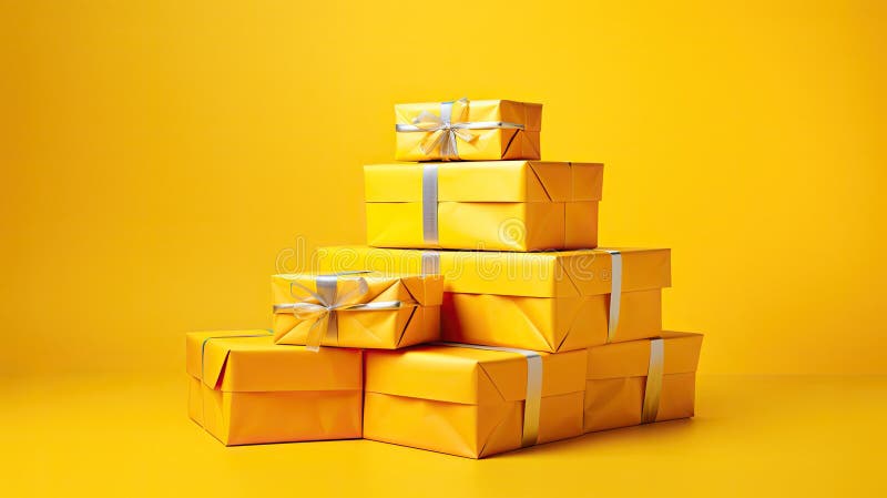 Wrapped Package Yellow Background Stock Illustration - Illustration of ...