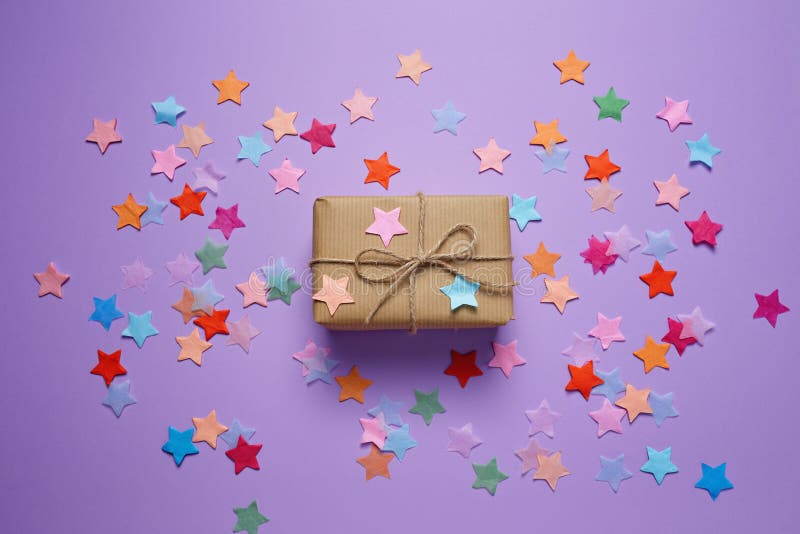 Wrapped Present with Confetti Stock Image - Image of collection ...