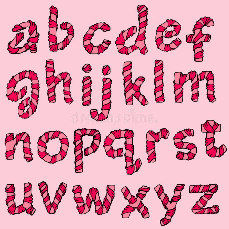 Wrapped in a Ribbon Alphabet. Set of Pink Letters. Vector Illustration ...