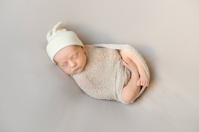 Folded Legs of Newborn Baby Closeup Stock Photo - Image of blanket ...