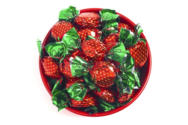 Wrapped Strawberry Candy in Decorative Wrapper Stock Image - Image of ...