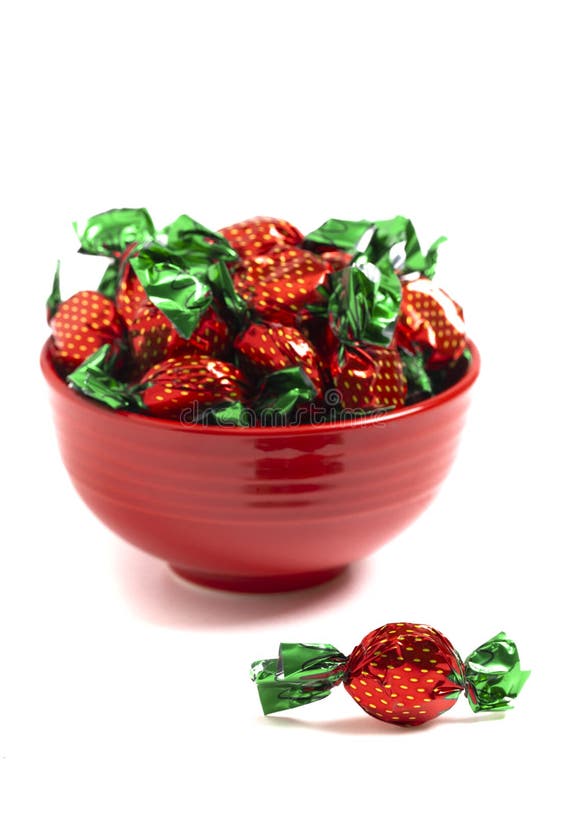 Wrapped Strawberry Candy in Decorative Wrapper Stock Image - Image of ...