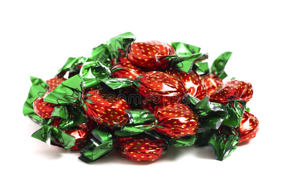 Wrapped Strawberry Candy in Decorative Wrapper Stock Photo - Image of ...
