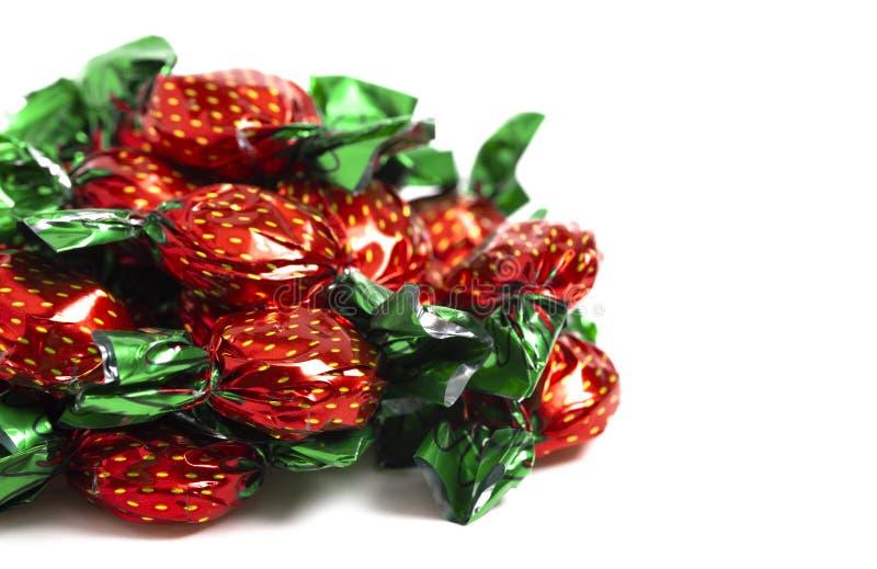 Wrapped Strawberry Candy in Decorative Wrapper Stock Photo - Image of ...