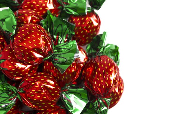 Wrapped Strawberry Candy in Decorative Wrapper Stock Photo - Image of ...