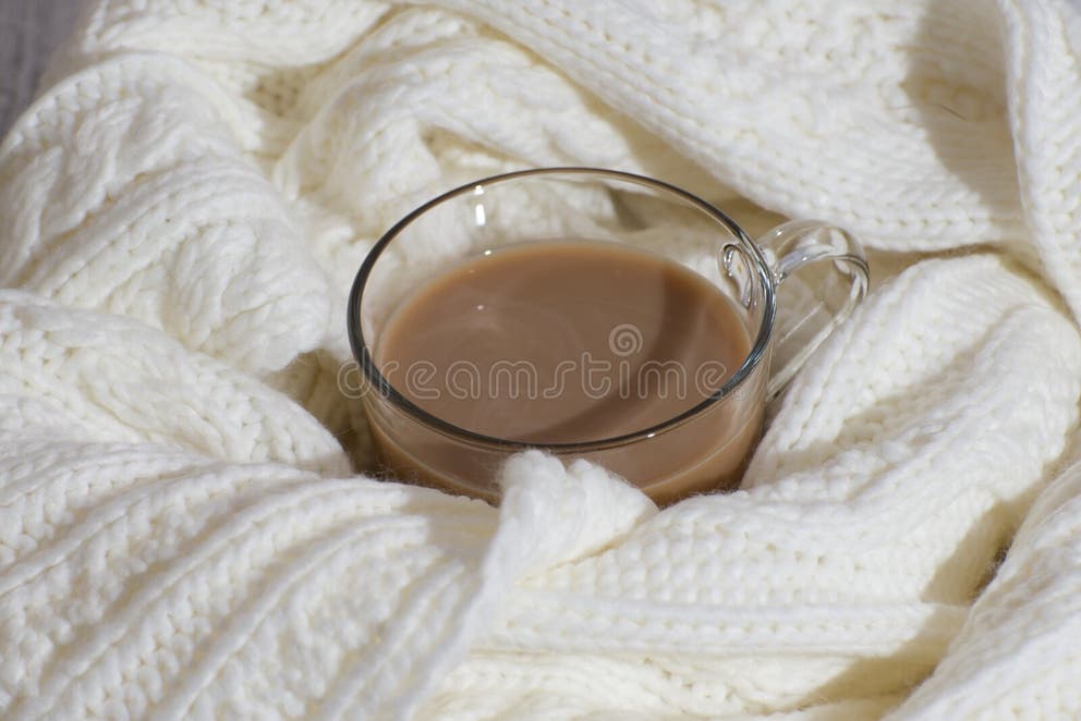 Wrapped Up Hot Coffee, Keep Warm in the Fall Stock Photo - Image of ...