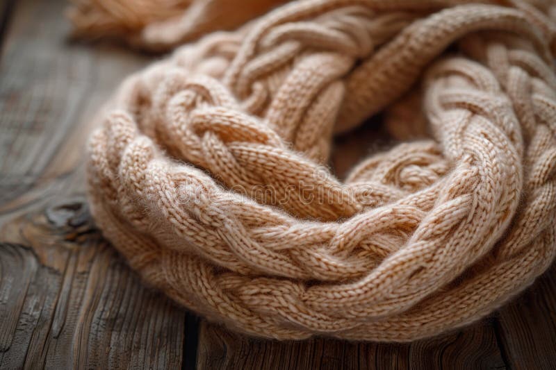 Wrapped in Warmth: Thick Wool Scarf in Focus Stock Photo - Image of ...