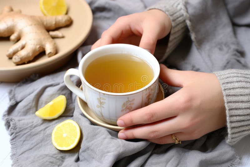 Wrapping a Hand Around a Bowl of Warm Ginger Tea Stock Illustration ...