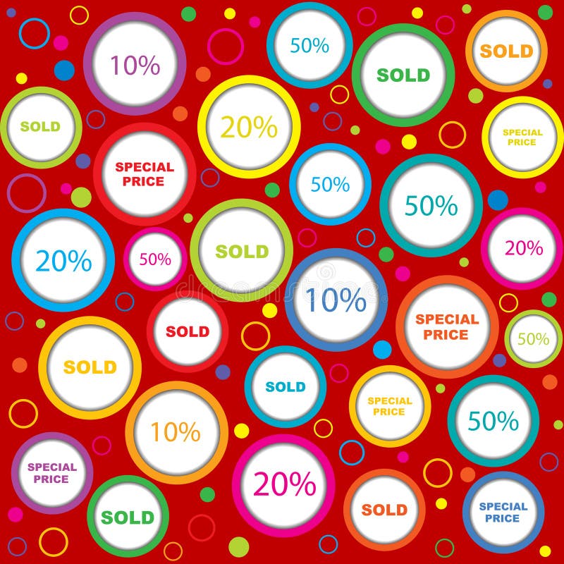 Wrapping Paper with Sold and Discounts Adverts Stock Vector ...