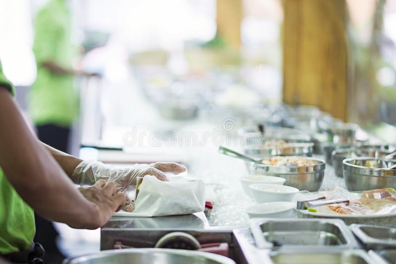 Wrapping Sandwich in Salad Bar Preparation Counter Stock Photo - Image ...