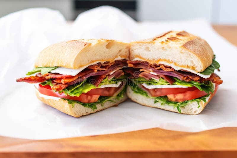 Wrapping a Whole Blt Sandwich in Parchment Paper Stock Illustration ...