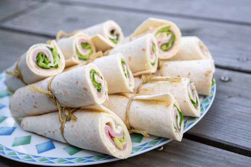 Wraps with ham and salad stock image. Image of salad - 129418081