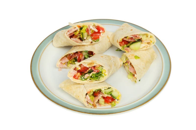 Wraps on a plate stock photo. Image of wrap, snack, lettuce - 229280422
