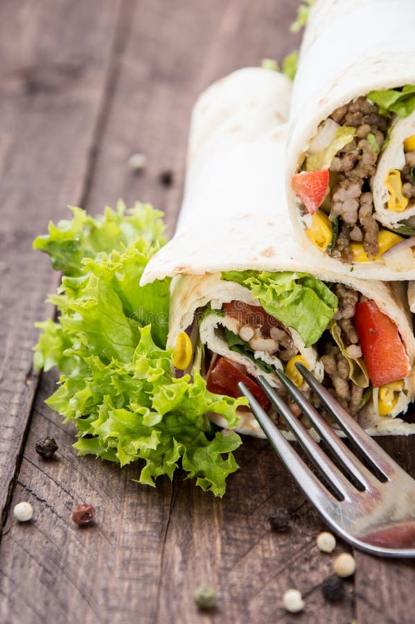 Wraps on wooden background stock photo. Image of healthy - 33418768