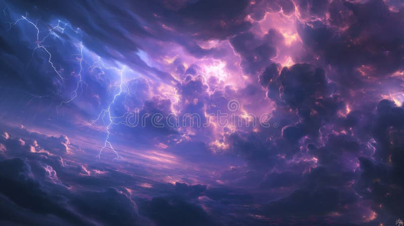 The Wrath of God. Lightning and Thunderstorm in the Sky Stock ...