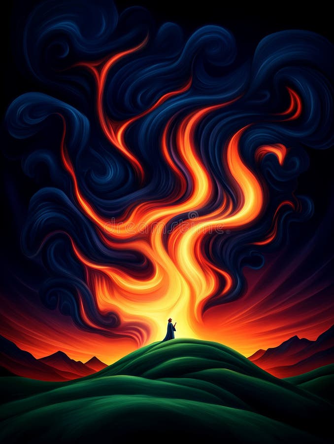 Dramatic Biblical Scene with Noah Standing Atop Green Hill Stock ...