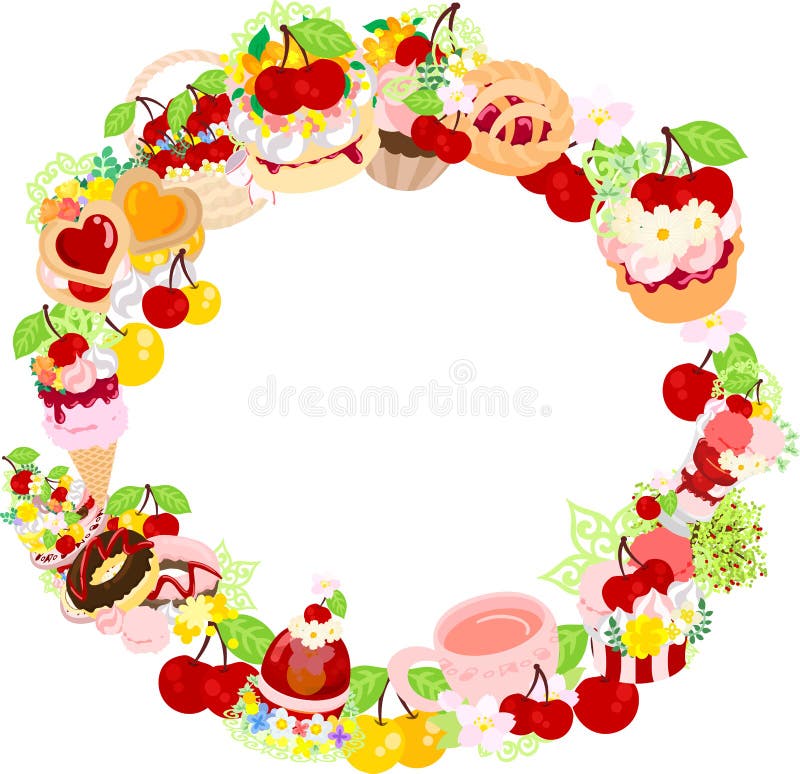 The Wreath of Cherry Sweets Stock Vector - Illustration of message ...