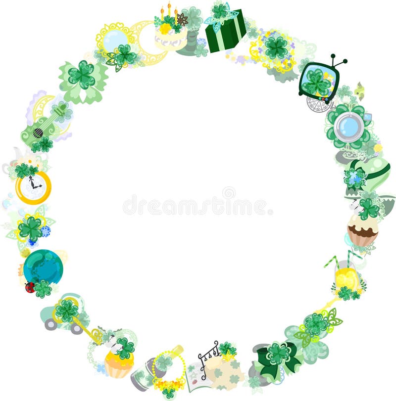 The Wreath of Clover Objects Stock Vector - Illustration of creation ...