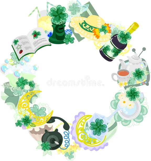 The Wreath of Clover Objects Stock Vector - Illustration of item ...