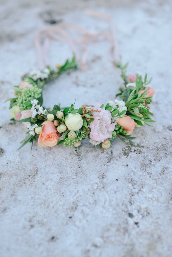 Wreath of delicate flowers stock image. Image of background - 78317501