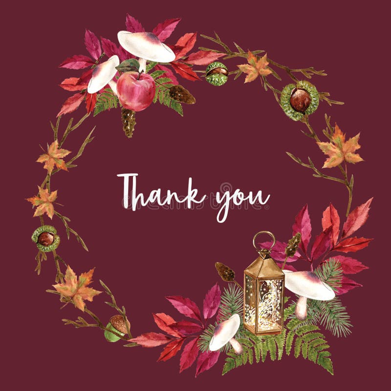 Wreath Design with Autumn Theme, Watercolour Brick Red Foliage Vector ...