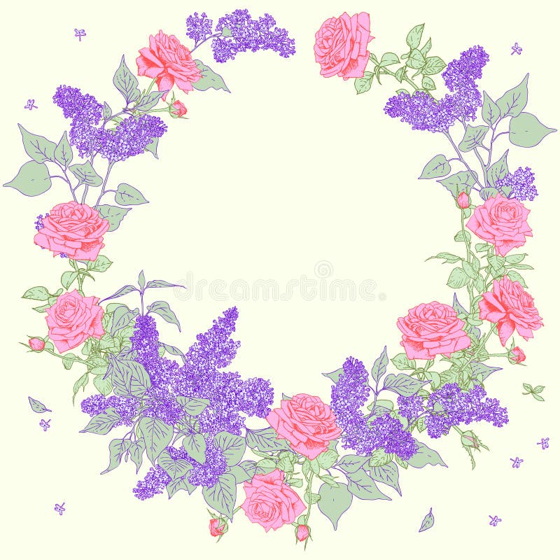 Watercolor Wreath. Floral Frame Design with Text Spring Stock ...