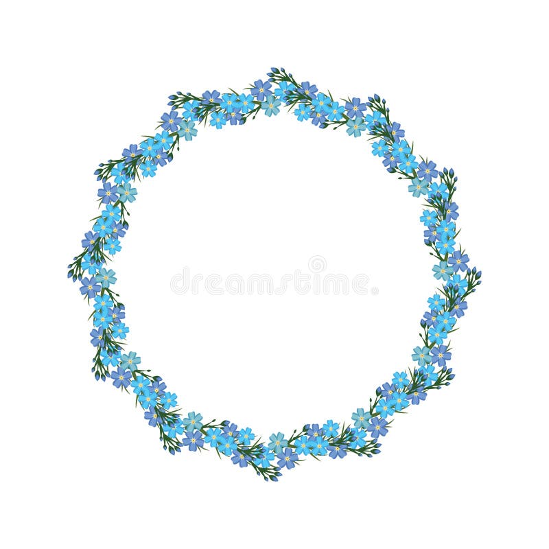 Wreath of Forget-me-not. Vector Template Frame Stock Vector ...