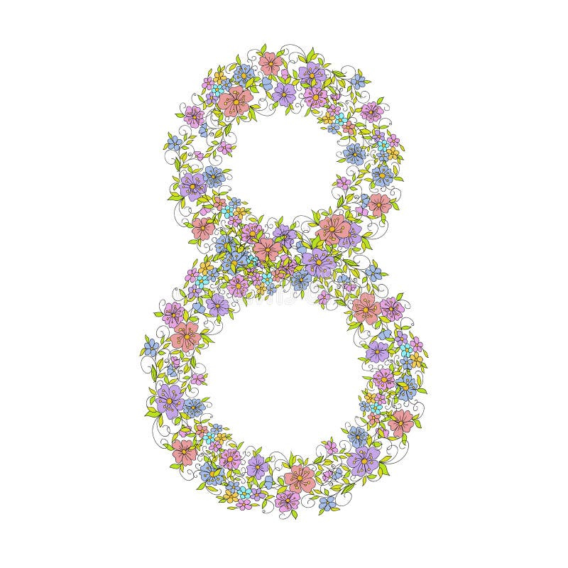 Number Eight Flowers Stock Illustrations – 1,805 Number Eight Flowers ...