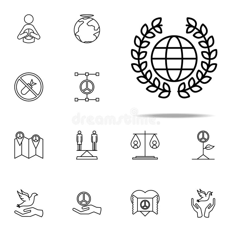 Wreath and Globe Icon. Human Rights Icons Universal Set for Web and ...