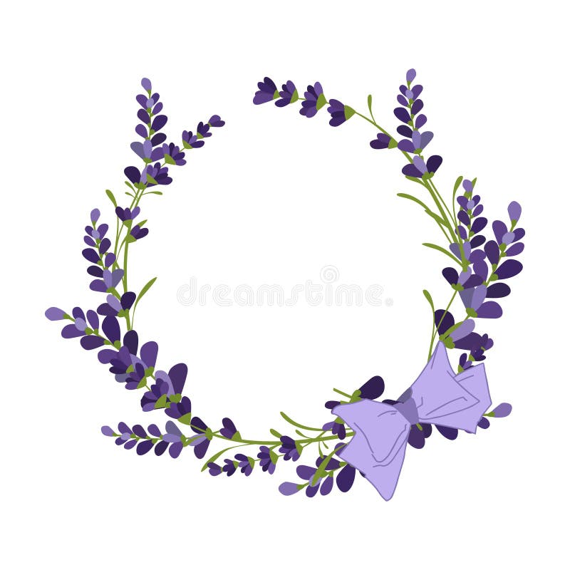 A Wreath of Lavender Flowers with a Delicate Lavender Bow, Postcard ...