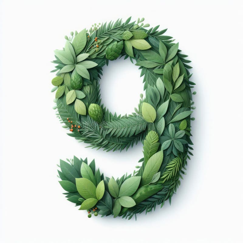A Wreath Made of Leaves with the Number Nine on it Stock Image - Image ...