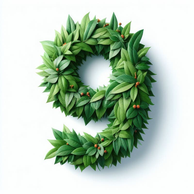 A Wreath Made of Leaves with the Number Nine on it Stock Image - Image ...