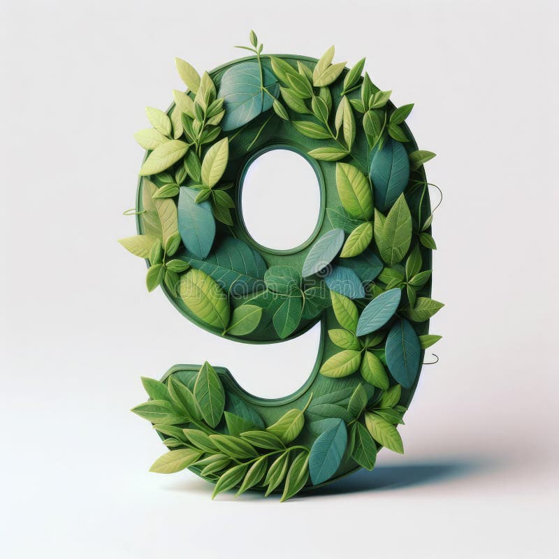 A Wreath Made of Leaves with the Number Nine on it Stock Photo - Image ...