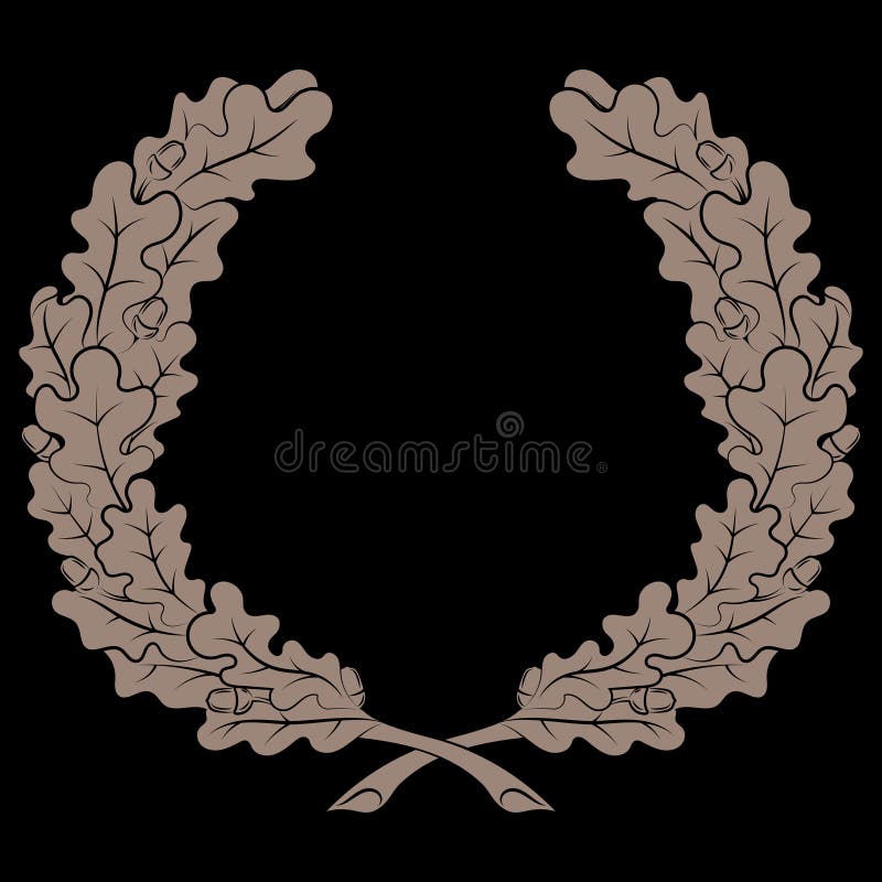 Wreath of Oak Branches, Vintage Illustration, Branches of Oaks. Oak ...