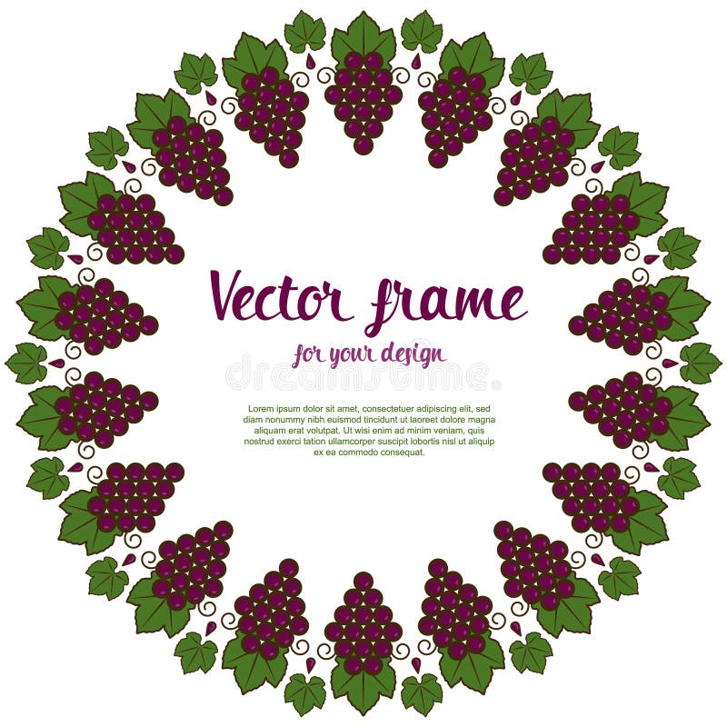 Wreath with Purple Grape. Round Frame Bunches of Grapes Stock Vector ... Wreath with Purple Grape. Round Frame Bunches of Grapes Stock Vector ...
