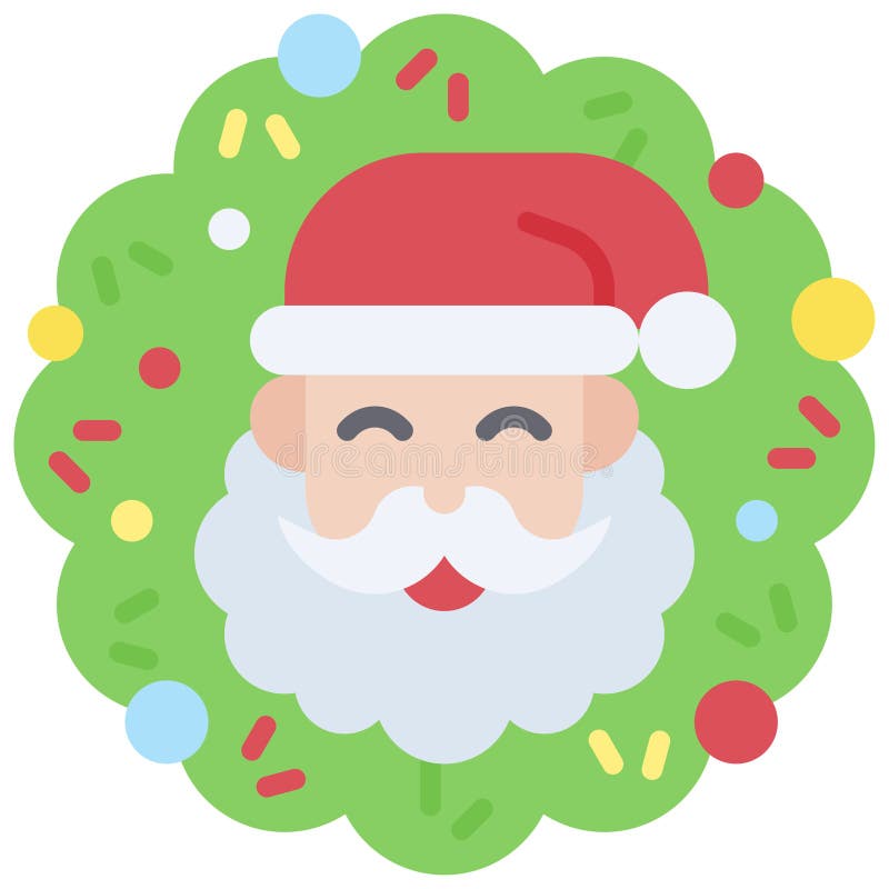 Wreath with Santa Icon, Christmas Related Vector Illustration Stock ...