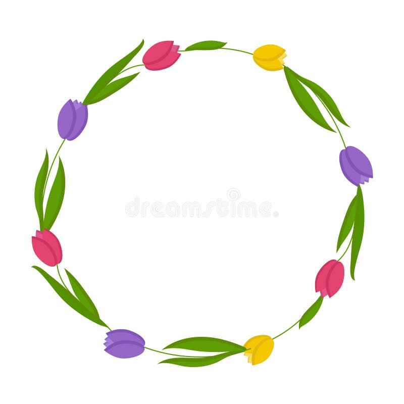 A Wreath of Tulips on a White Background for Use in Web Design or ...