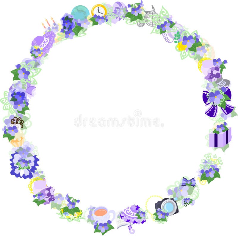 The Wreath of Violet Objects Stock Vector - Illustration of message ...
