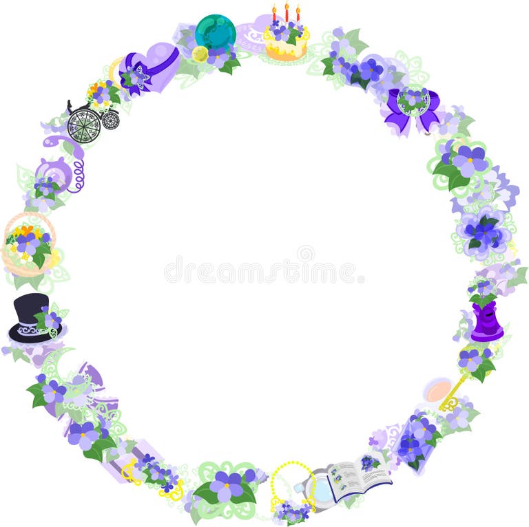 The Wreath of Violet Objects Stock Vector - Illustration of creation ...