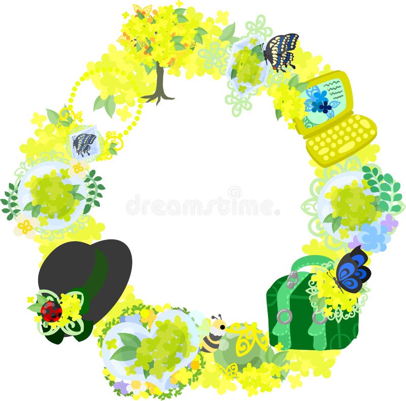 The Wreath of Yellow Flower Objects Stock Vector - Illustration of ...