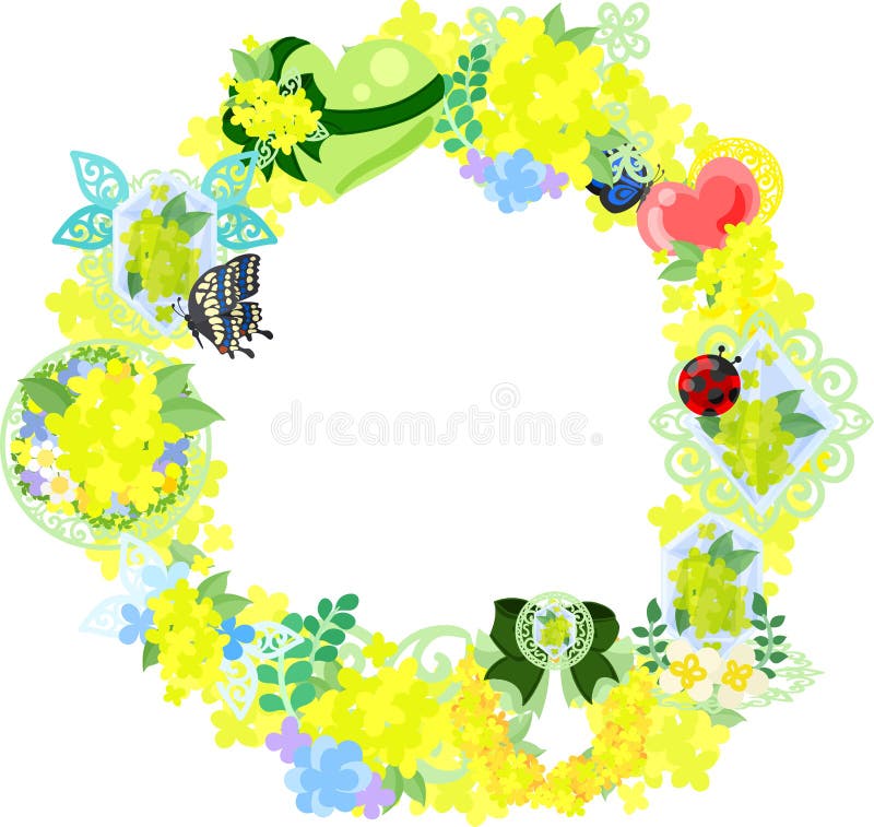 The Wreath of Yellow Flower Objects Stock Vector - Illustration of icon ...