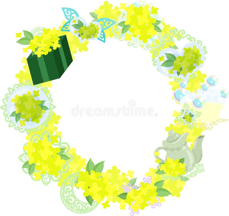 The Wreath of Yellow Flower Objects Stock Vector - Illustration of ...