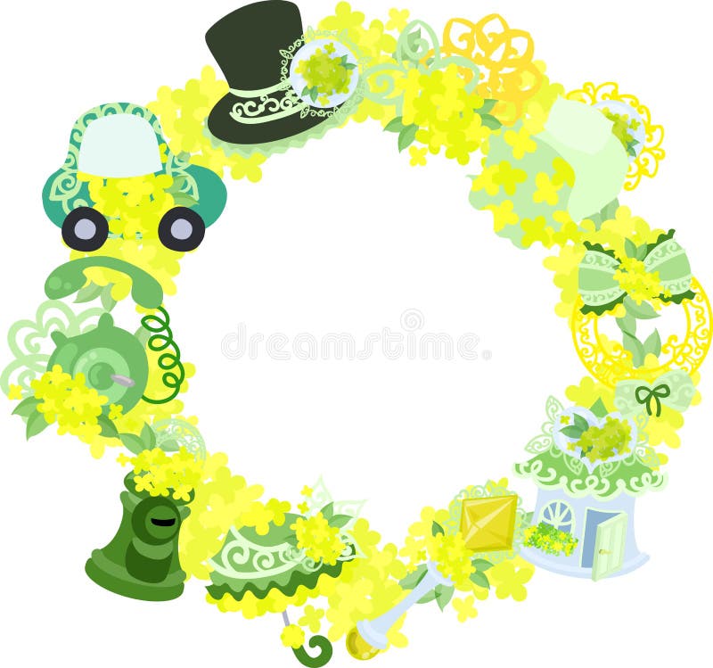 The Wreath of Yellow Flower Objects Stock Vector - Illustration of cute ...