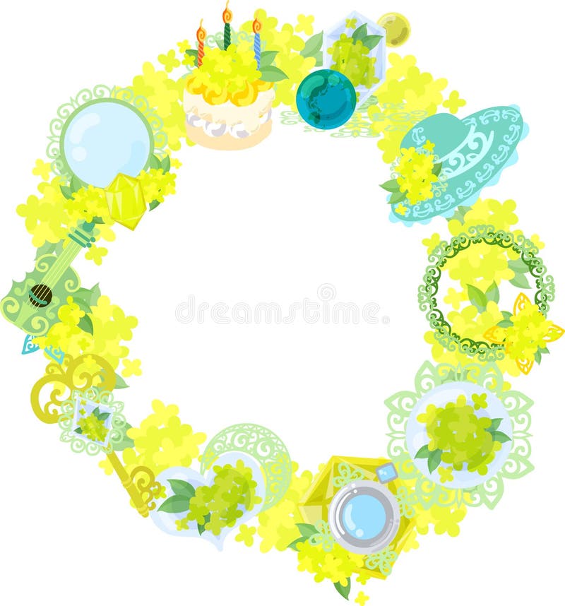 The Wreath of Yellow Flower Objects Stock Vector - Illustration of ...