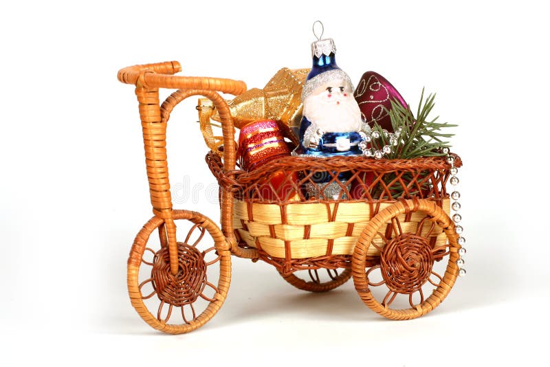 Wreathed Christmas cart stock image. Image of xmas, pink - 12092435