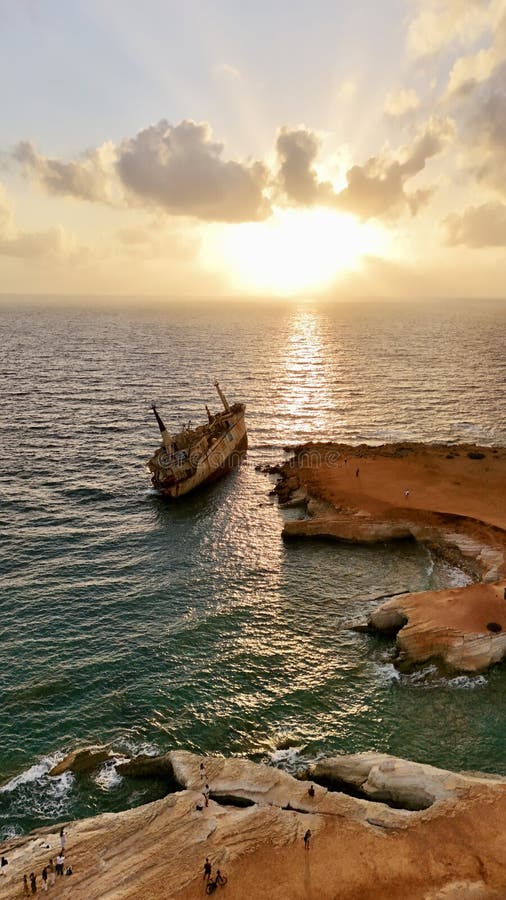 Wreck of the Cargo Ship Edro III in Cyprus at Sunset Editorial Image ...